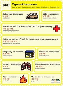 Easy to Learn Korean 1061 – Types of Insurance. | Easy to Learn Korean ...